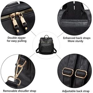 forestfish Backpack Purse For Women PU leather Satchel Bags Shoulder Handbags For Work Travel，Black