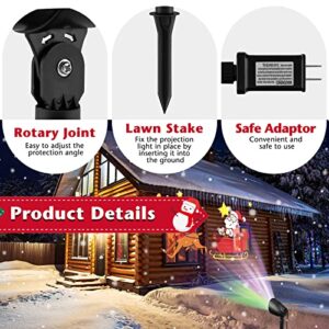 Goplus Christmas Projector Lights, Outdoor LED Santa Claus on Sleigh Projection Lamp with 65° Adjustable Angle, Lawn Stake, Water Proof Landscape Decorative Lighting for Christmas Holiday Party Garden