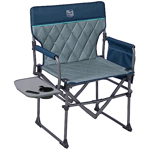 TIMBER RIDGE Heavy Duty Camping Chair with Compact Size, Portable Directors Chair with Side Table and Pocket for Camping, Lawn, Sports and Fishing, Supports Up to 350lbs, Navy