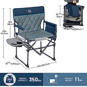 TIMBER RIDGE Heavy Duty Camping Chair with Compact Size, Portable Directors Chair with Side Table and Pocket for Camping, Lawn, Sports and Fishing, Supports Up to 350lbs, Navy