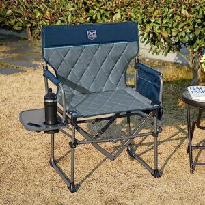 TIMBER RIDGE Heavy Duty Camping Chair with Compact Size, Portable Directors Chair with Side Table and Pocket for Camping, Lawn, Sports and Fishing, Supports Up to 350lbs, Navy