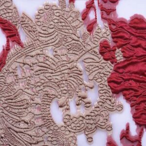 3 Yards African Lace Fabric French Beaded Sequins Lace,Net Tulle Fabric,Embroidered Fabric for Dress Guipure lace L03 (red)