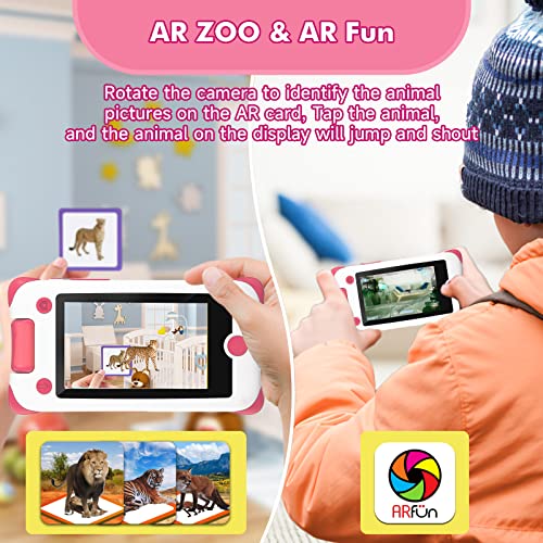 UNERVER Kids Phone - Phone for Kid Real Cell Phone for Girls/Boys Toddler Christmas Birthday Gift Age 3-8, Toy Phone for Kids MP3 Music Player with Flip Cameras Children Learning Play Phone