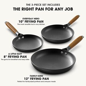 imarku Non Stick Frying Pans - 8 Inch, 10 Inch and 12 Inch Cast Iron Skillets Professional Cast Iron Pan Set Dishwasher Safe Nonstick Frying Pan Set, Pot set with Detachable Handle