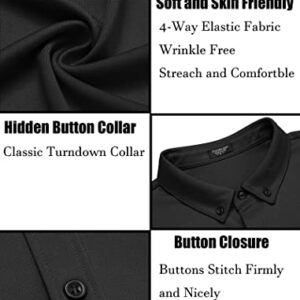 COOFANDY Casual Dress for Men Short Sleeve Button Up Summer Beach Shirts Wrinkle Free Black