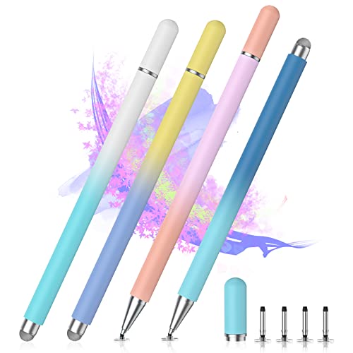 Stylus Pens for Touch Screens, 2 in 1 Sensitivity & Precision Stylus Pen for iPad, Stylus Pencil Compatible with iPhone, Apple iPad, Android, Tablets and All Universal Touch Screen (4 Pack) …