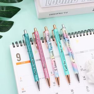 FOVIUPET 5-pack Funny Word Daily Funny Pens, Funny Seven Days of The Week Pens, Weekday Vibe Sarcastic Daily Pens Black Ink Point 1.0mm Press Pens, Creative Gift for School Office(A)