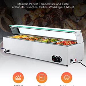 WILPREP Commercial Food Warmer for Parties Hotels Restaurants, 1200W Buffet Server and Warmer, 4pc Electric Warming Tray for Food or Sauces, Catering Food Warmer with 4 Stainless Steel Chafing Dishes