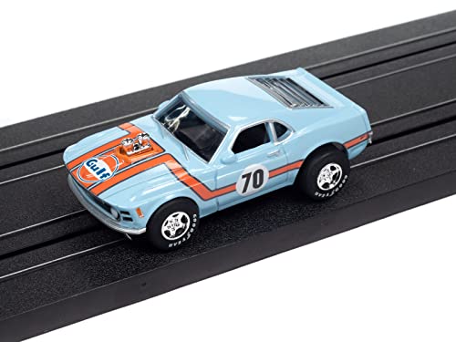 Auto World Super III 1970 Ford Boss Mustang (Gulf Blue) HO Scale Slot Car