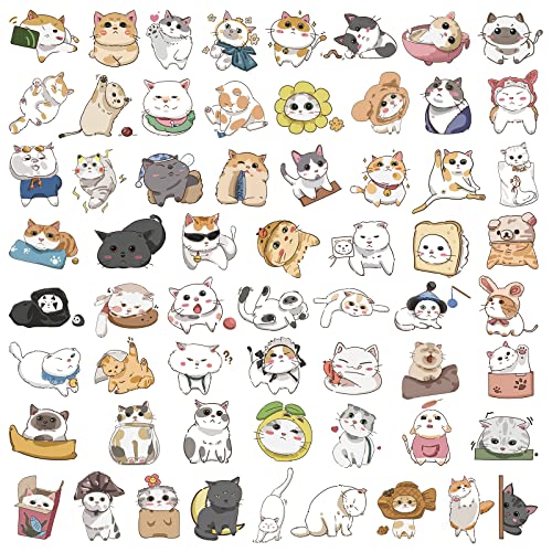 Cat Stickers 126PCS Cute Cat Stickers Vinyl Waterproof Cartoon Animal Sticker for Kids Teens Adults Scrapbook Water Bottles Laptop Skateboard Kawaii Aesthetic Graffiti Decals