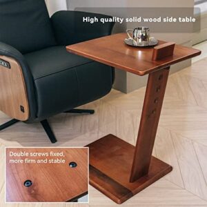 TZK Snack Side Table, C Shaped End Table for Sofa Couch and Bed, Adjustable Height Sofa Table for Small Spaces, Living Room, Bedroom, Boxwood Rustic Snack Table(Walnut)