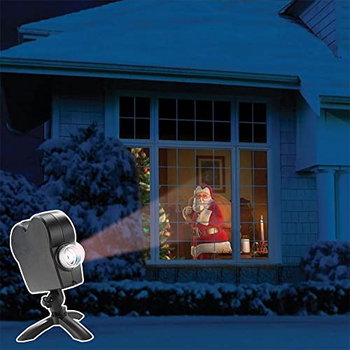 ZUZIF Christmas Halloween Projector, Led Christmas Window projecto, 12 Film Festivals, Used for Christmas and Halloween Outdoor Garden Decoration Family Outdoor Party Wall Motion