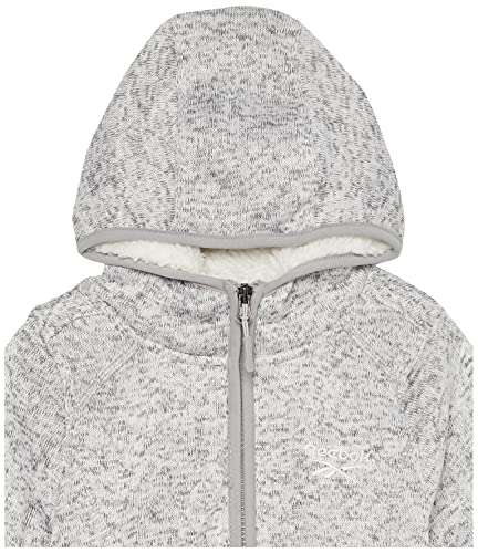 Reebok Girls' Sherpa Lined Sweater Fleece Jacket, Heather Grey, 6X