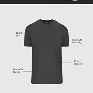 True Classic Active Quick Dry Crew Neck Mens T Shirt, Premium Fitted Athletic T Shirts Shirts for Men. Charcoal Heather Gray, XL