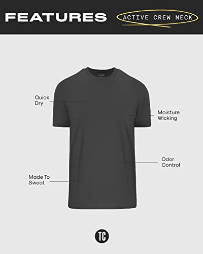 True Classic Active Quick Dry Crew Neck Mens T Shirt, Premium Fitted Athletic T Shirts Shirts for Men. Charcoal Heather Gray, XL