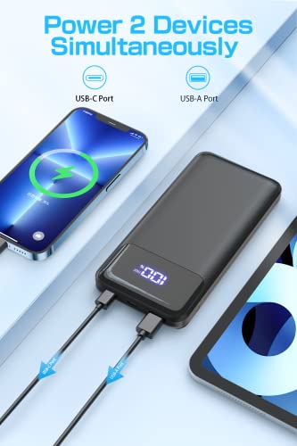 LILIO Portable Charger, 20000mAh Power Bank with Digital Display, 20W Fast Charging Battery Pack with USB C/USB A Output, Cell Phone Charger for iPhone 14/13 Samsung Pixel AirPods and More