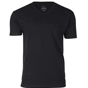 True Classic V Neck Mens T Shirt, Premium Fitted Soft Men's T-Shirts. Black, XL