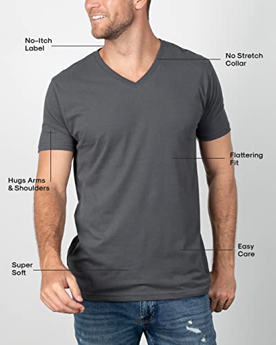 True Classic V Neck Mens T Shirt, Premium Fitted Soft Men's T-Shirts. Black, XL