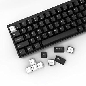 wob keycaps 168 keys, double shot pbt custom keycap set, minimalist style white on black cherry profile keyboard keycaps for cherry gateron mx switches mechanical keyboard