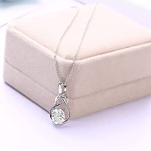 HXZZ Fine Jewelry Birthstone Gifts for Women Natural Gemstone White Crystal Sterling Silver Pendant Necklace Anniversary Birthday Gift for Wife Mom Her Girls