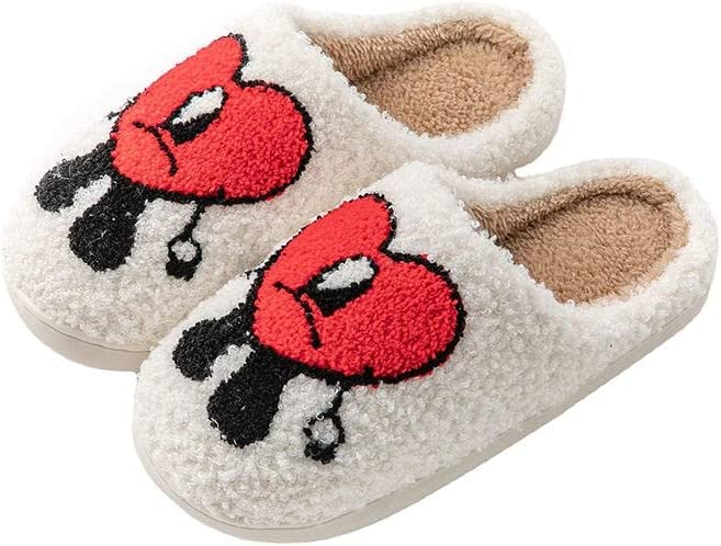 Daisy’s Findings Bad Bunny Slippers | Smiley Face Slippers for Women | Cute Plush Cute Slippers for Women | Fluffy Slippers | Fuzzy Slippers Women Indoor and Outdoor