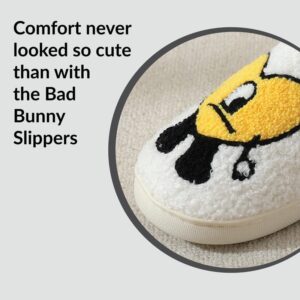 Daisy’s Findings Bad Bunny Slippers | Smiley Face Slippers for Women | Cute Plush Cute Slippers for Women | Fluffy Slippers | Fuzzy Slippers Women Indoor and Outdoor