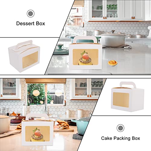 iplusmile Boxes Window White Carrier Wedding Food Mini Age Clear Cookie Treat Aging Macaron for Party S Egg Pastry Christmas Paper Tart Holder Cake Take Kraft Dessert Cuake Muffin Out