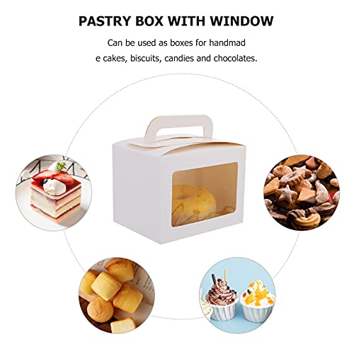 iplusmile Boxes Window White Carrier Wedding Food Mini Age Clear Cookie Treat Aging Macaron for Party S Egg Pastry Christmas Paper Tart Holder Cake Take Kraft Dessert Cuake Muffin Out