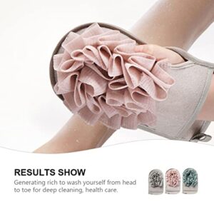 STOBAZA Brush Skin Bathroom Glove Ball Scrubber Exfoliating Massage Tool Mesh Side Scrub Gloves for and Women Beauty Bath Health Care Dual Flower Sponge Body Mitts Spa Pouf Shower Brushes