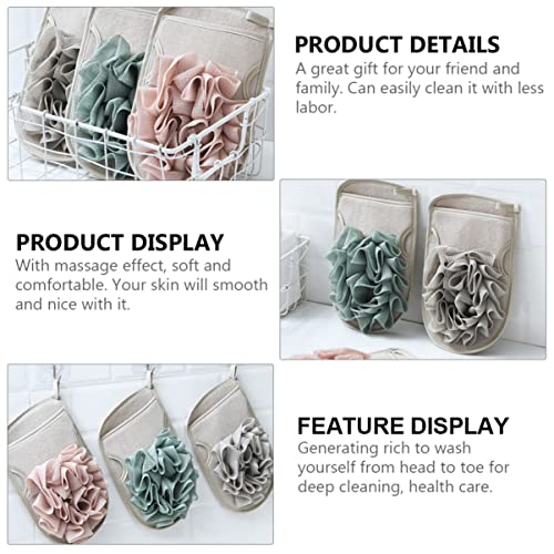 STOBAZA Brush Skin Bathroom Glove Ball Scrubber Exfoliating Massage Tool Mesh Side Scrub Gloves for and Women Beauty Bath Health Care Dual Flower Sponge Body Mitts Spa Pouf Shower Brushes