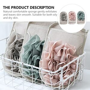 STOBAZA Brush Skin Bathroom Glove Ball Scrubber Exfoliating Massage Tool Mesh Side Scrub Gloves for and Women Beauty Bath Health Care Dual Flower Sponge Body Mitts Spa Pouf Shower Brushes