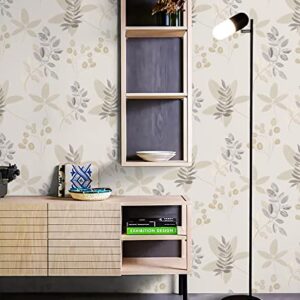 KAMTAIVOY 17.3in x 78.7in Peel and Stick Wallpaper Beige White Floral Contact Paper Removable Self-Adhesive Waterproof Flower Wallpaper Wall Mural Decoration for Bedroom Living Room