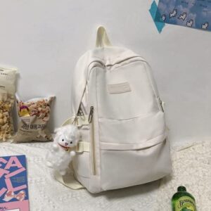 ENYNN Cute Backpack Aesthetic Backpack for Kawaii Girls Casual Travel College Back to School (White)