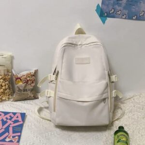 ENYNN Cute Backpack Aesthetic Backpack for Kawaii Girls Casual Travel College Back to School (White)