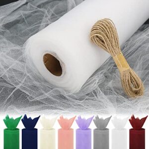 white tulle fabric roll, 54" x 20 yards (60ft) tulle for wedding decoration diy tutu party backdrop baby shower table skirts gift wrapping