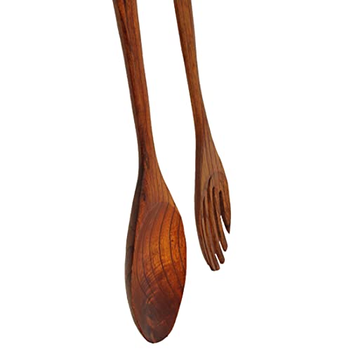 Zeckos Set of 2 Modern Minimalist Carved Wood Fork & Spoon Wall Hanging Home Decor 23.75 Inches High