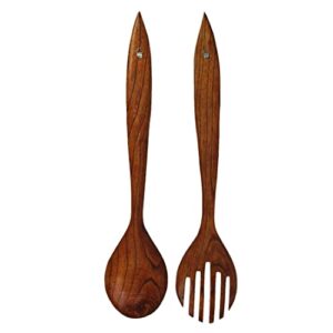 Zeckos Set of 2 Modern Minimalist Carved Wood Fork & Spoon Wall Hanging Home Decor 23.75 Inches High