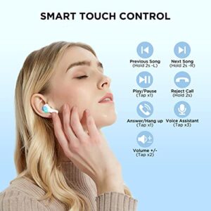 HTC True Wireless Earbuds 1 Bluetooth 5.3 Earphones, in-Ear Headphone ENC Noise Cancellation Transparent Space Capsule, 32-Hour Playtime/Built-in Microphone/Touch Control -Crystal White