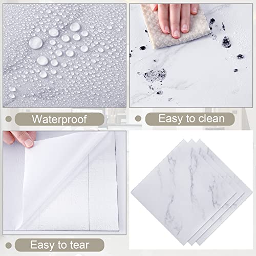 100 Pcs Self Adhesive Peel and Stick Floor Tile 12 x 12 Inch Waterproof Vinyl Flooring Tile Floor Vinyl Sticker Tiles for Kitchen Bedroom Basement Bathroom (Marble Style)