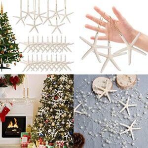 20 pcs christmas natural starfish ornaments 3-4'' + beaded starfish garland christmas decorations 80inch