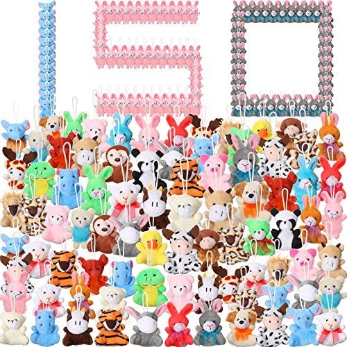 150 Pcs Mini Stuffed Animal Toys Bulk Keychain Decoration Small Plush Animal 2.4 In Tiny Small Animal Toys Small Animal Plush Toy Assortment Set for Kids Party Favors Goodie Bag Fillers Carnival Prize