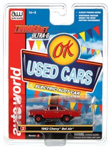 auto world thunderjet ok used cars 1962 chevrolet bel air coupe (red) ho scale slot car