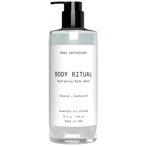 Muse Bath Apothecary Body Ritual Hydrating Body Wash - Coconut Sandalwood Body Wash for Women & Men - Essential Oil Infused Aromatherapy Body Wash Women - Natural Body Wash for Women - 32 Ounce