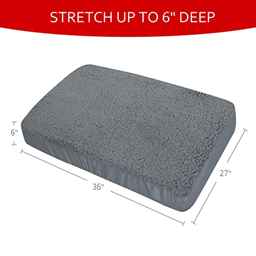 Moonsea Dog Bed Covers Soft Plush Replacement Washable, Waterproof Dog Bed Liner Grey, Pet Bed Cover 36x27 Inches, for Dog/Cat, Cover Only