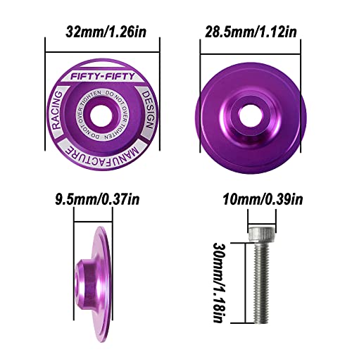 FIFTY-FIFTY Bike Headset Top Cap with Bolts, 1-1/8 Stem Top Cap with Bolt for MTB, Road Bike (Purple)