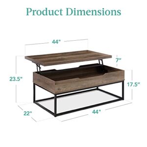 Best Choice Products 44in Lift Top Coffee Table, Large Adjustable Elevated Tabletop Furniture for Living Room, Office, Bonus Room w/Tray Edge Surface, Wood-Grain Finish, Hidden Storage - Gray Oak