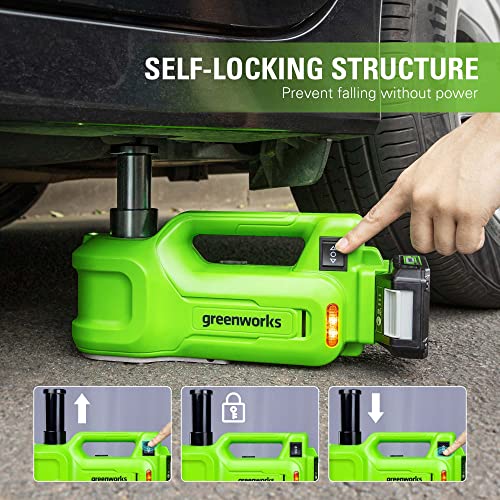 Greenworks 24V Cordless Car Jack Kit, 3 Ton Hydraulic Jack with 2Ah Battery and Charger