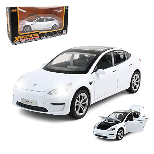 1:24 Scale Tesla Model 3 Alloy Car Model Diecast Toy Vehicles for Kids, Tesla car Model，Pull Back Alloy Car with Lights and Music,Gifts for Boys and Girls.