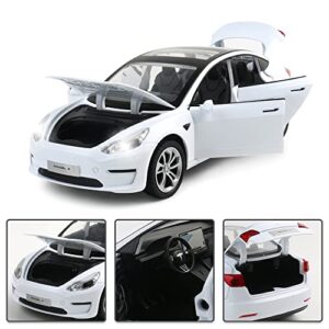 1:24 Scale Tesla Model 3 Alloy Car Model Diecast Toy Vehicles for Kids, Tesla car Model，Pull Back Alloy Car with Lights and Music,Gifts for Boys and Girls.