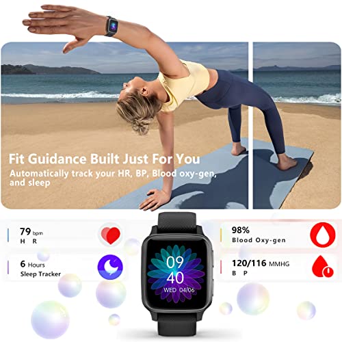 MorePro Smart Watch, Fitness Tracker with Heart Rate Blood Pressure Monitor, Fitness Watch & Blood Oxygen Step Tracker,Pedometer Activity Touch Screen IP68 Waterproof Sleep Tracker for Women Men Black